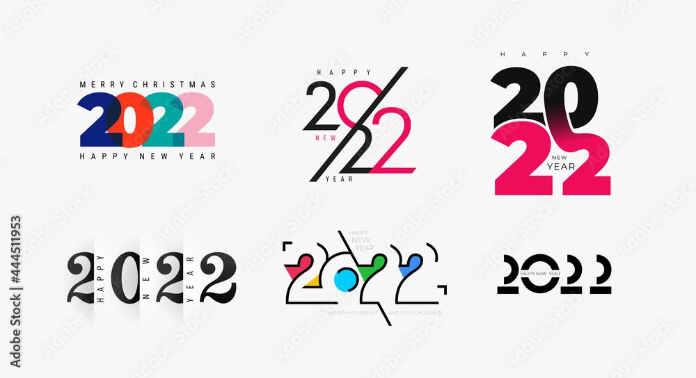 Set of creative concept logo design of 2022 Happy New Year posters ...