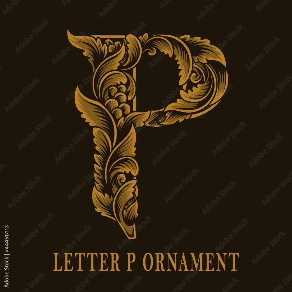 Letter P logo vintage ornament style Stock Vector | Adobe Stock