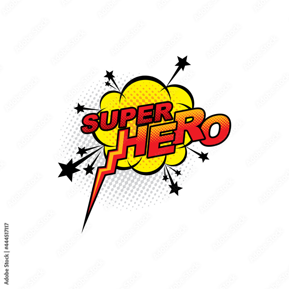 Boom bang colorful superhero symbol isolated icon. Vector half tone ...