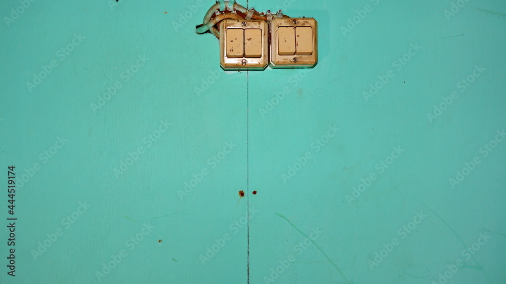 Old and dirty light switch on grunge wall background. Dirty concrete ...
