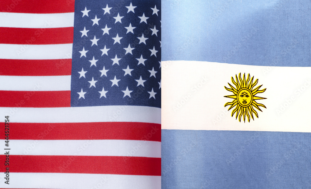 fragments of the national flags of the United States and Argentina in ...