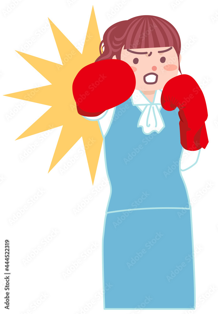 ボクシングでパンチしている制服姿の女性 Stock Vector | Adobe Stock