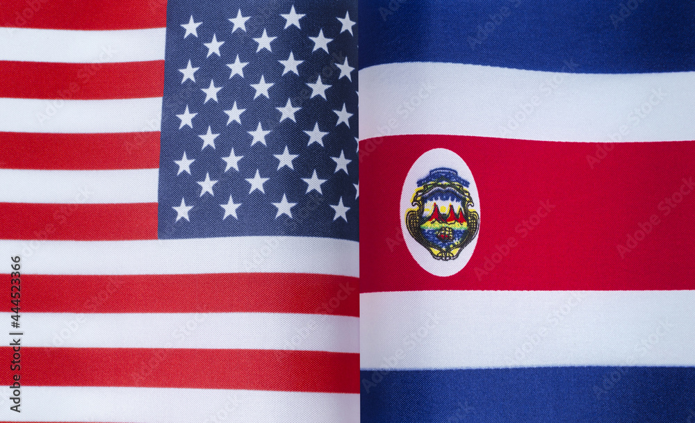 fragments of the national flags of the United States and Costa Rica in ...