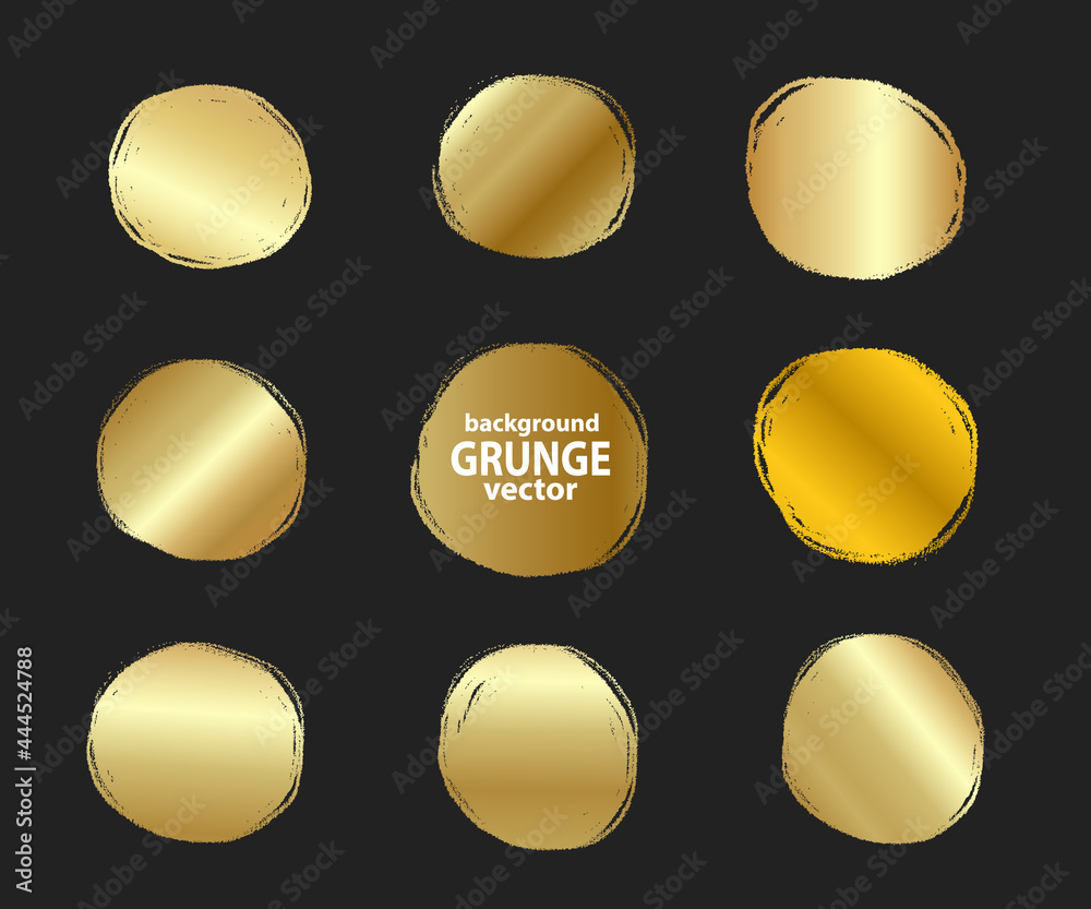 Circle gold frame set of Hand Drawn. Abstract vector design element ...
