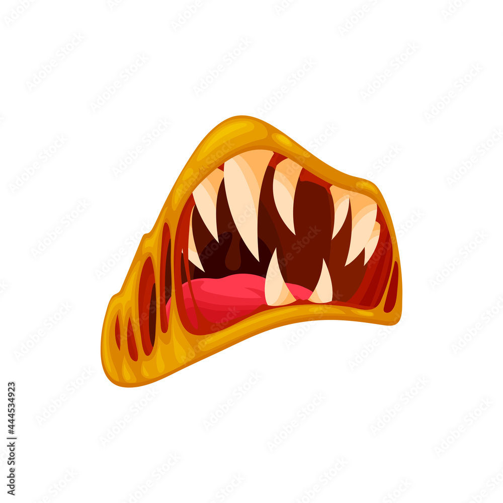 Monster mouth vector icon, creepy zombie or alien roar jaws with sharp ...