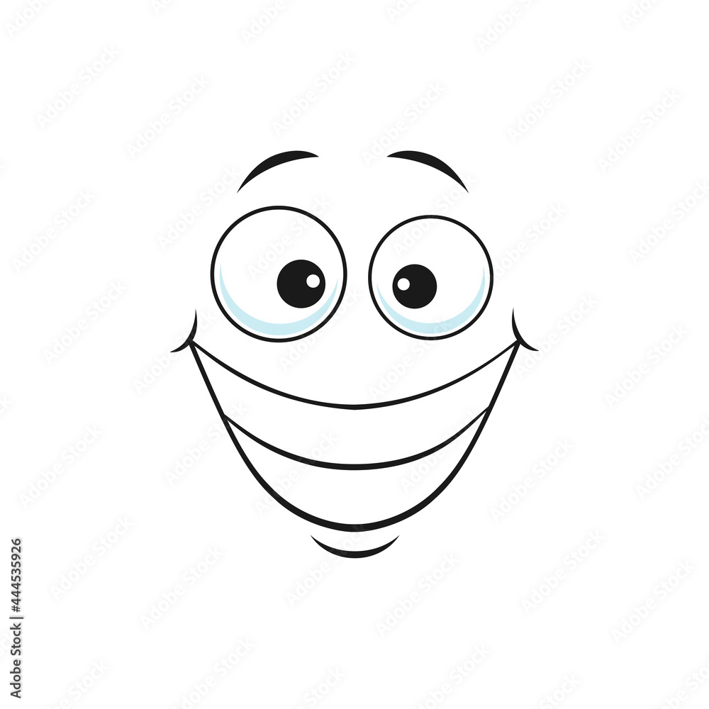 Grinning smiley showing teeth, happy face with broad smile isolated ...