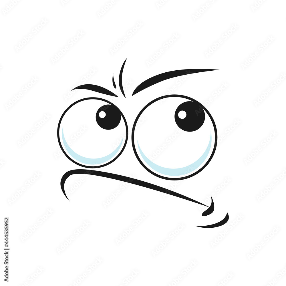 Distrustful emoji with big eyes curved smile, doubtful or questioned ...
