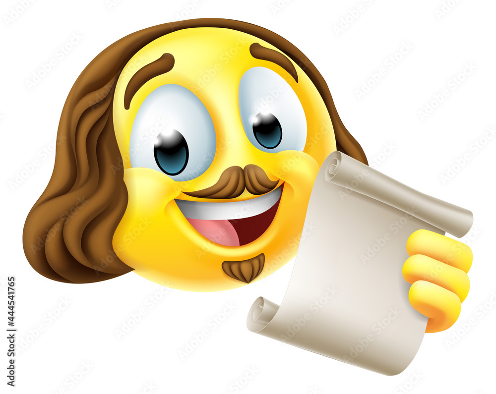 Shakespeare Poet Emoticon Emoji Cartoon Face Icon Stock Vector | Adobe ...