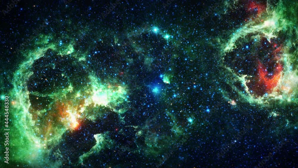 4K 3D Seamless loop Space travel to the Heart and Soul nebulae in the ...