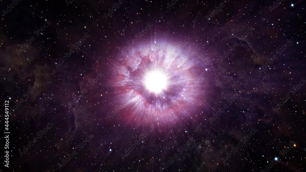 Abstract loop center glowing giant star light with shining streaks ...