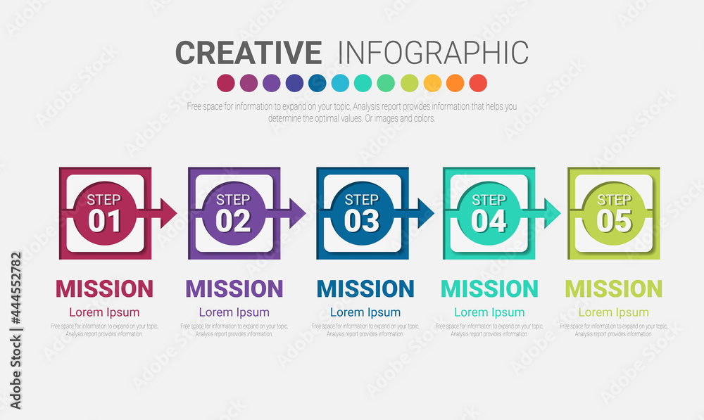 Presentation infographic template with 5 options, vector infographics design and marketing icons ...