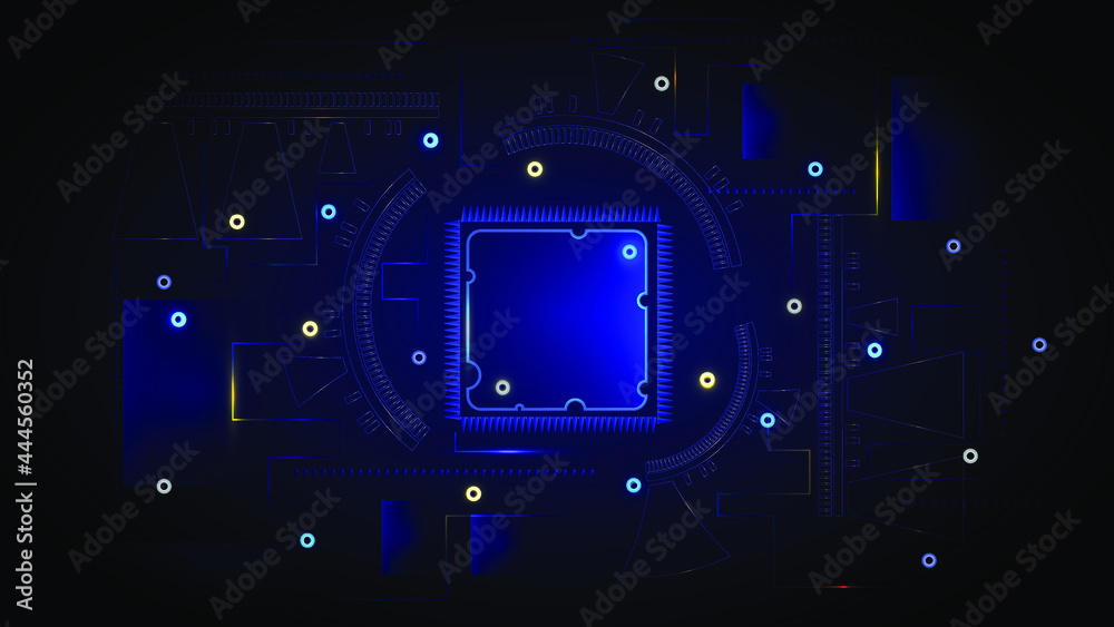 technology background and power button and main board or CPU vector ...