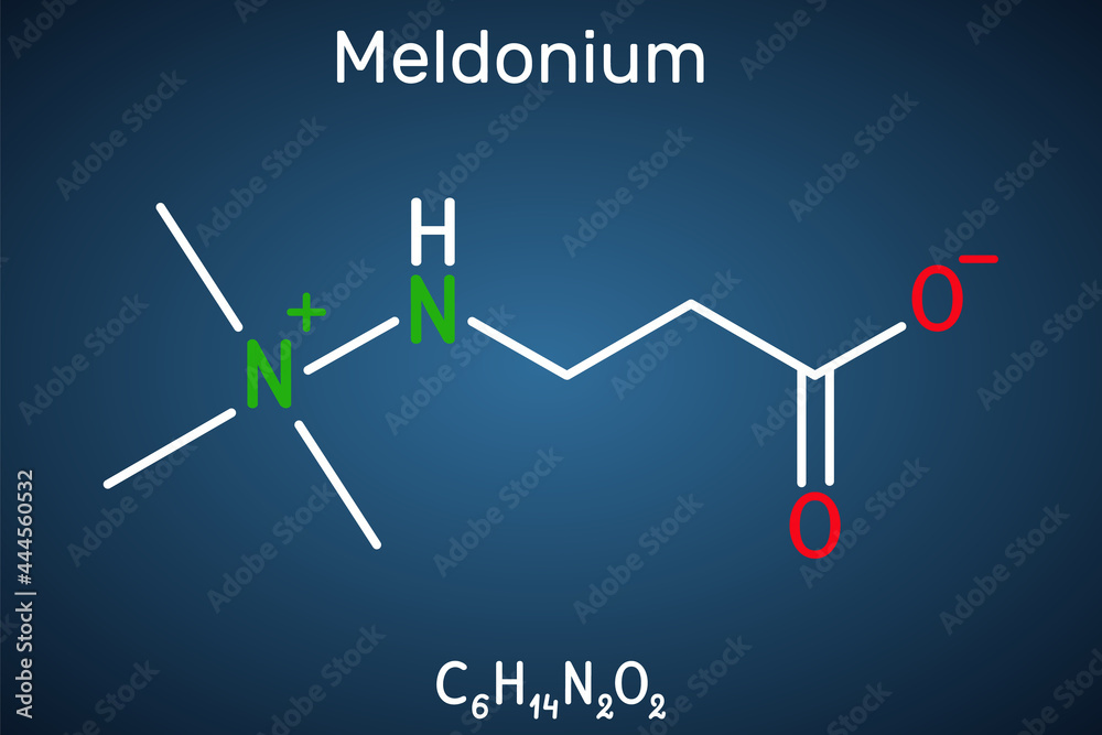 Meldonium molecule. Cardioprotective drug used for treatment of heart ...
