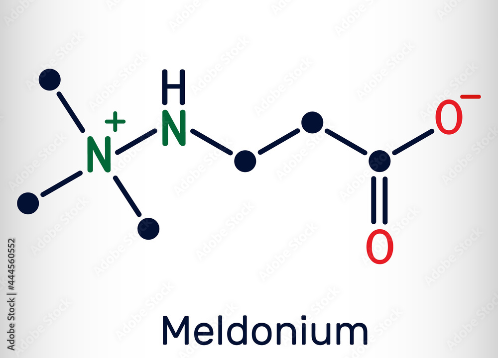 Meldonium molecule. Cardioprotective drug used for treatment of heart ...