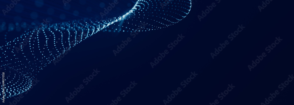 Abstract wave flow. Wave of particles. Abstract particle. Data ...
