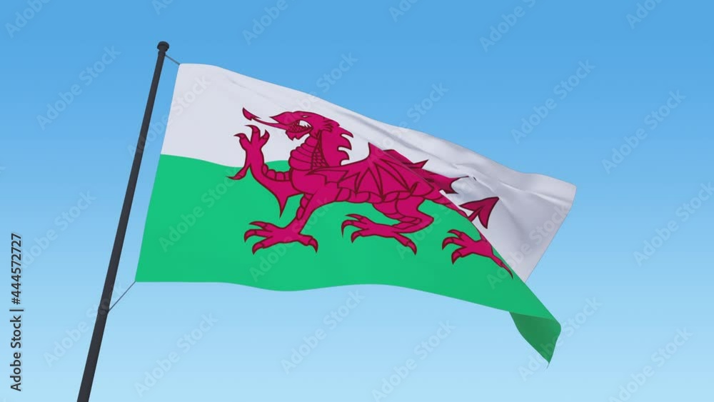 Welsh flag video. 3d Flag of Wales loop footage at day light blowing ...