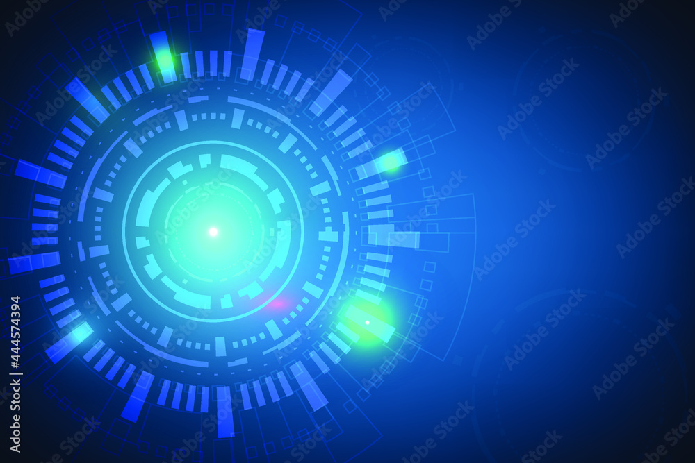 Engineer cycle of circle with color shiny light. Abstract data ...