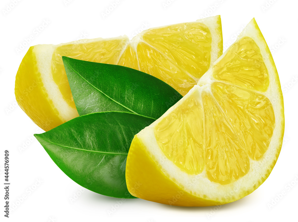 Lemons and leaves, isolated on white background. Full depth of field ...