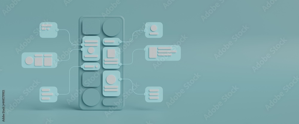 UX UI flowchart connection node graphic designer creative planning ...