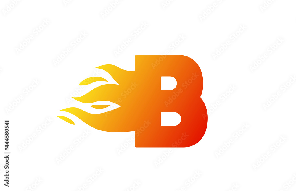 fire B alphabet letter icon for company. Red flames design suitable for ...