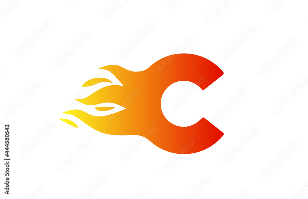 fire C alphabet letter icon for company. Red flames design suitable for ...