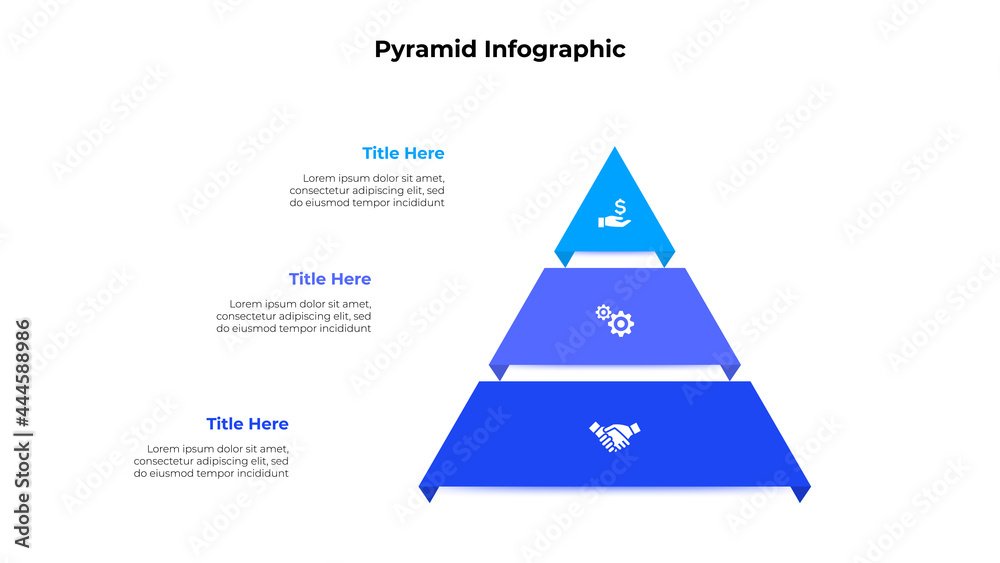 Vector pyramid with 3 options. Growth infographics for business ...