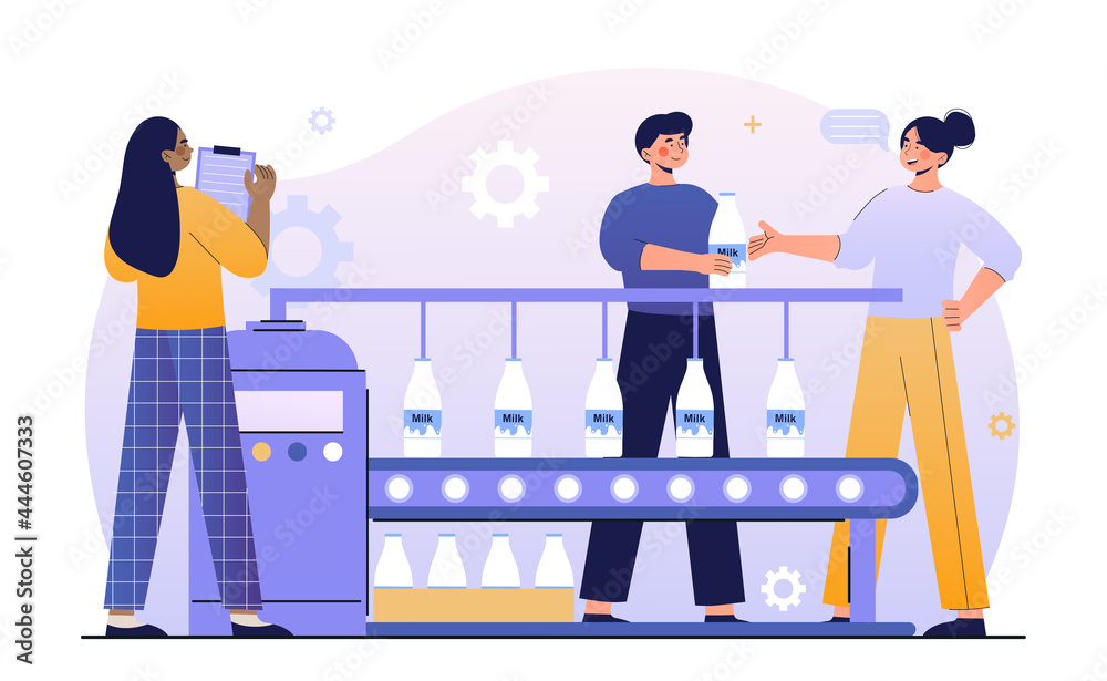 Male and female characters are working on industrial automation process ...