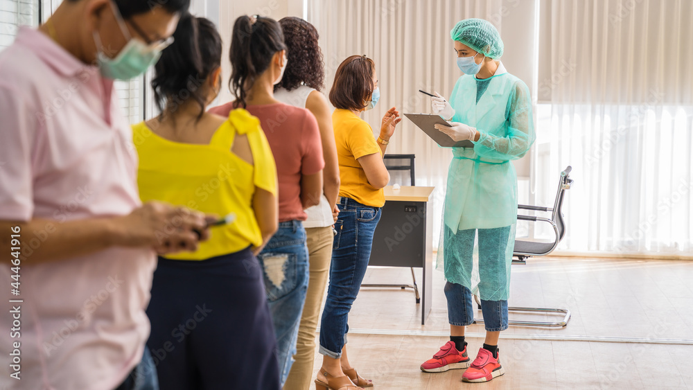 waiting queue for coronavirus covid-19 vaccination at hospital Stock ...