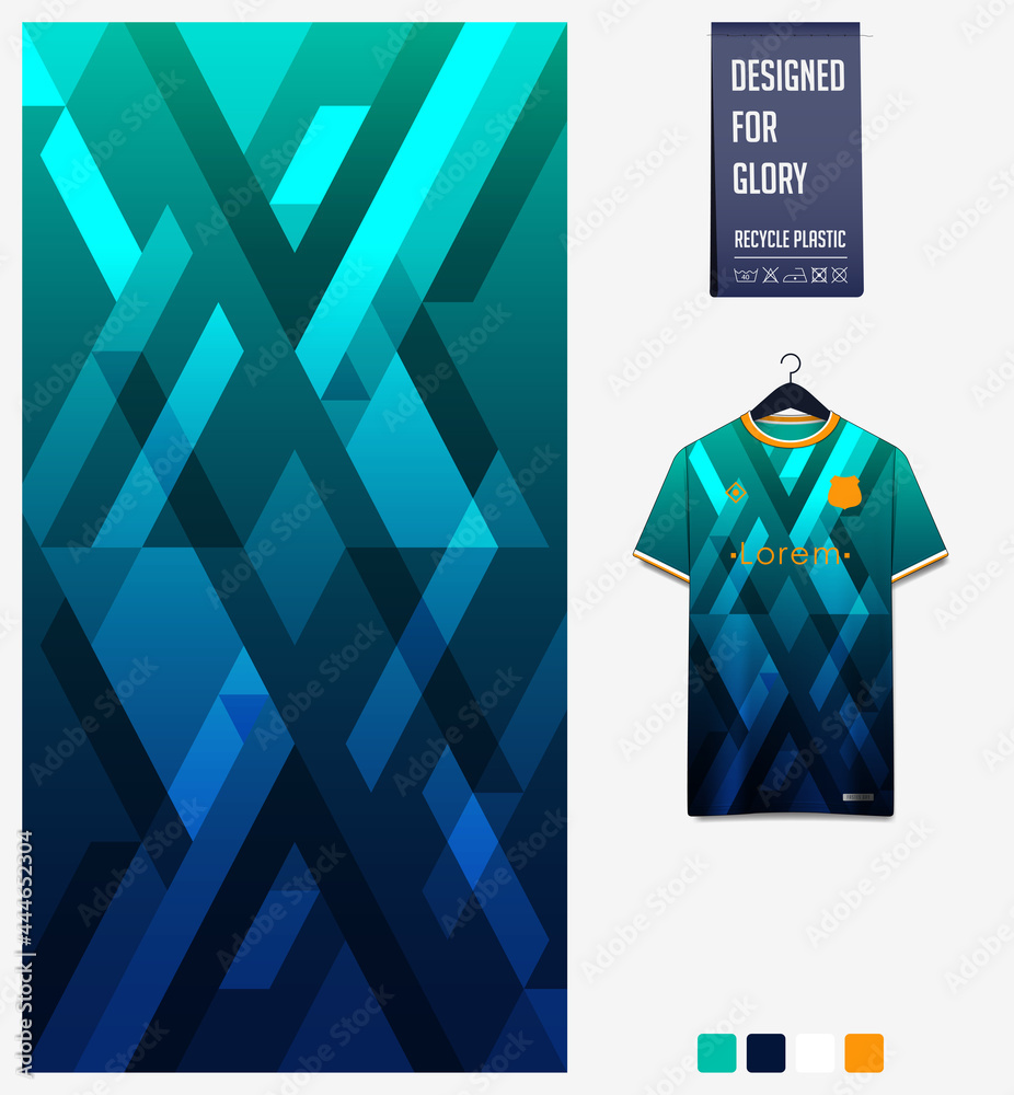 Soccer jersey pattern design. Geometric pattern on green abstract ...