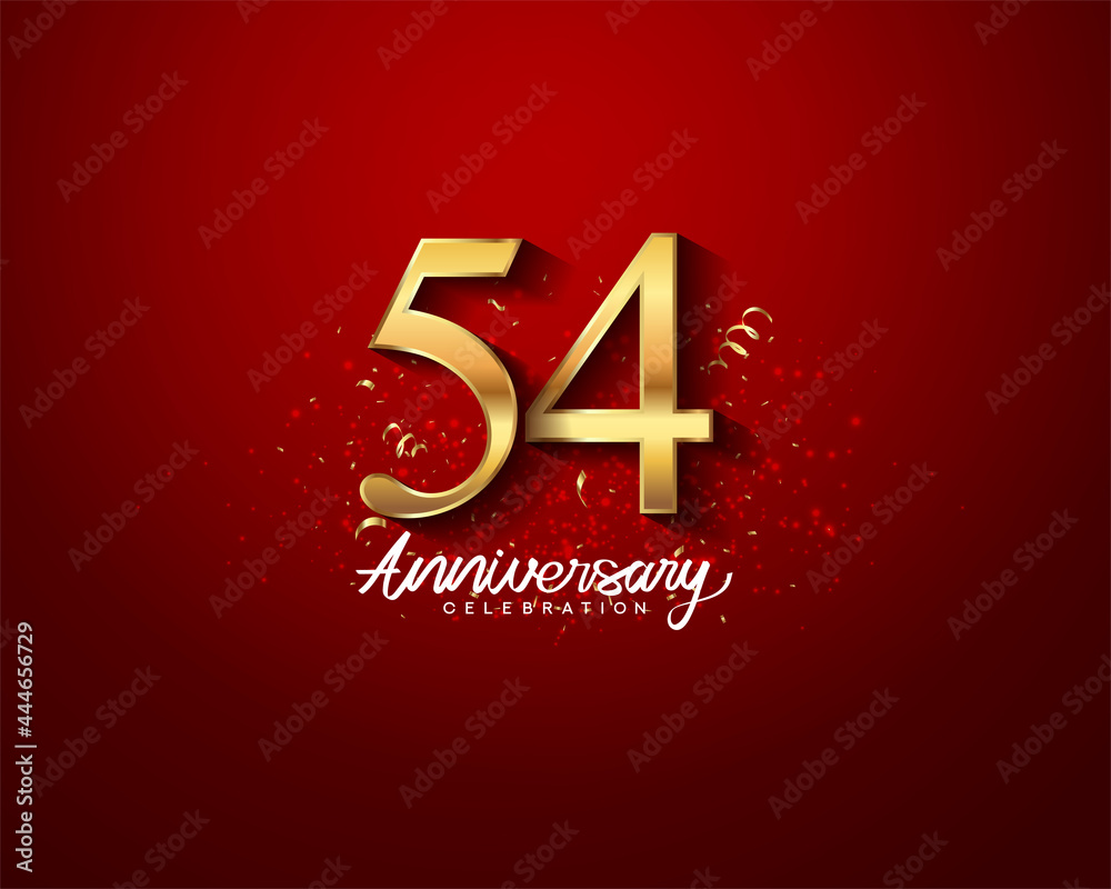 54th anniversary background with 3D number illustration golden numbers ...