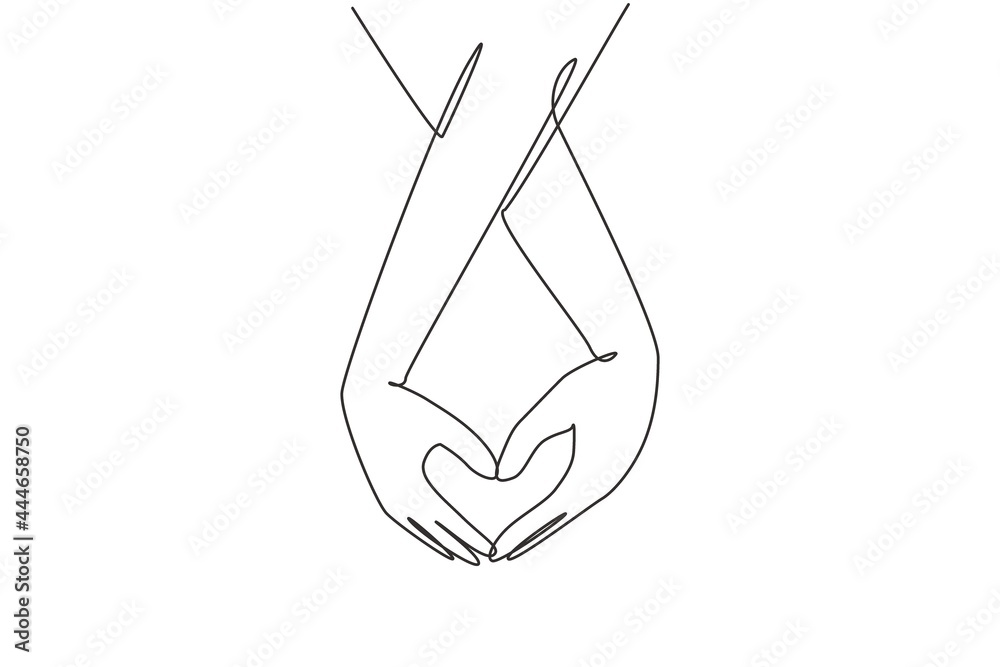 Continuous one line drawing bride and groom holding hands making love ...