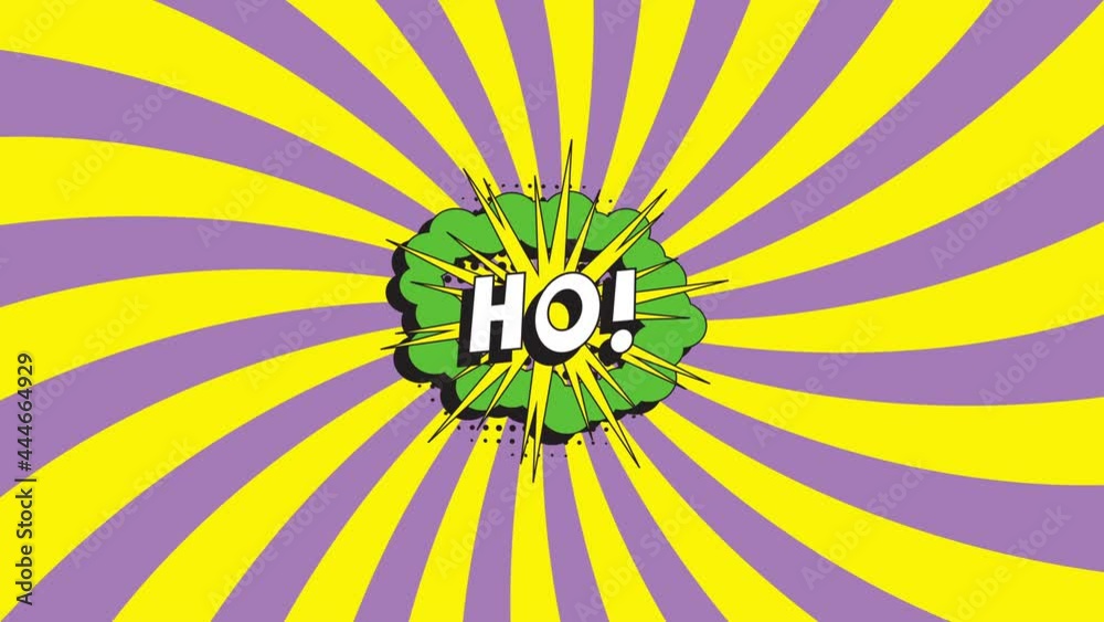 'HO! HO! HO!' in a retro comics speech bubble with halftone dotted ...