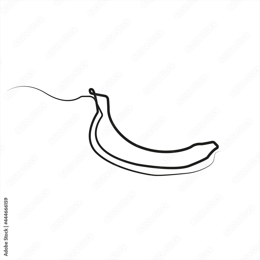Banana - one line drawing..Banana in continuous line drawing style ...