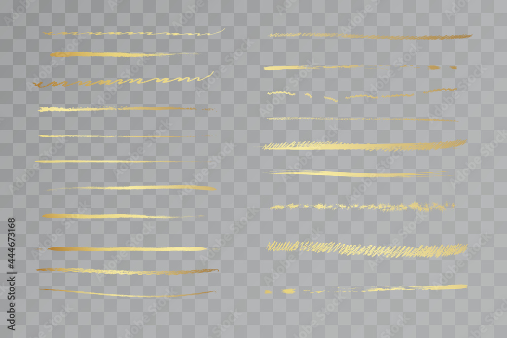 Set of artistic pen brushes.Doodles, ink brushes.Set of gold vector ...
