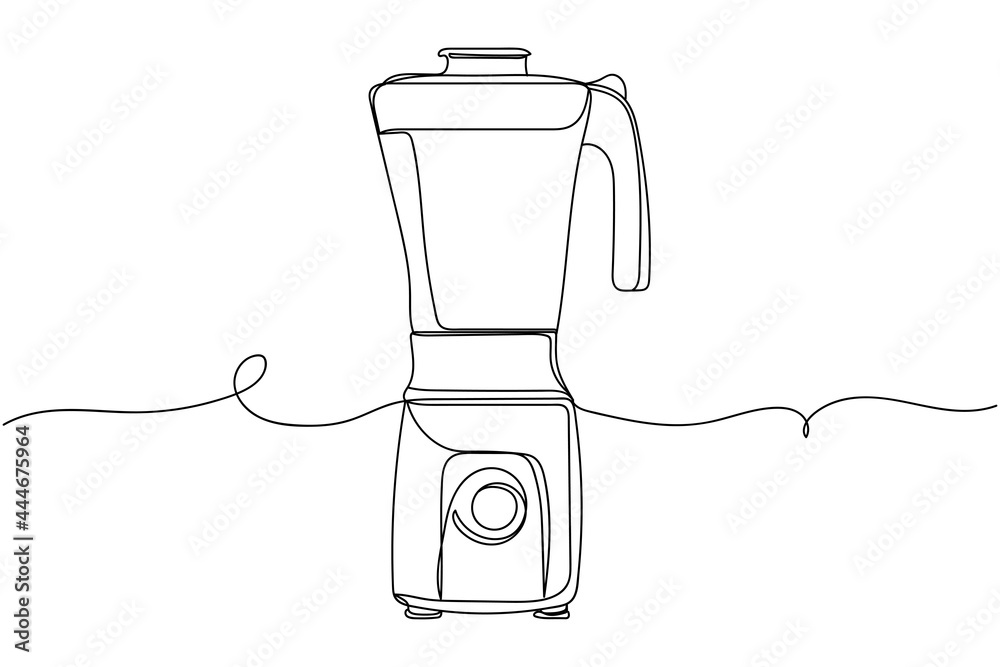 Continuous one line of blender in silhouette on a white background ...