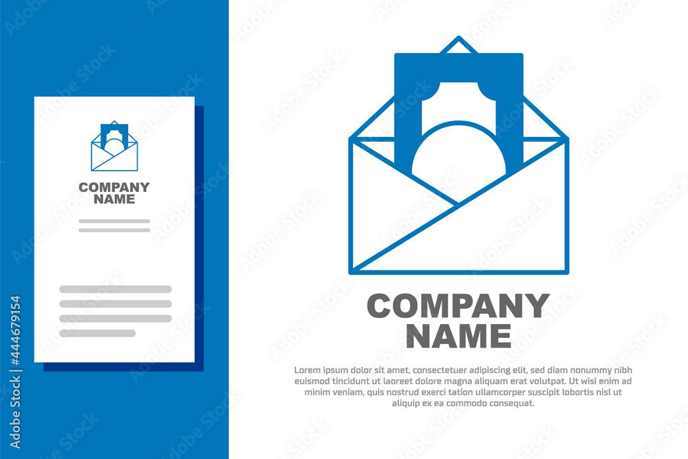 Blue Envelope with coin dollar symbol icon isolated on white background ...