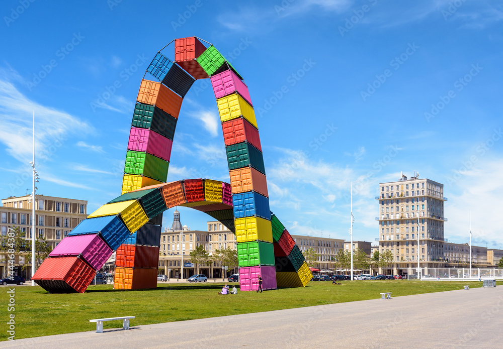 Le Havre, France - June 11, 2021: The "Catène de containers" is an art ...