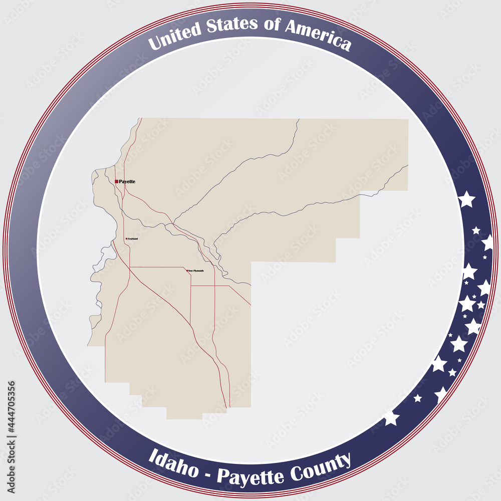 Large and detailed map of Payette county in Idaho, USA. Stock Vector ...