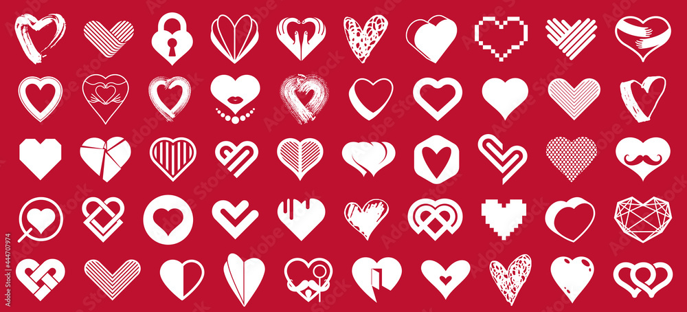 Hearts big vector set of different shapes and concepts logos or icons ...