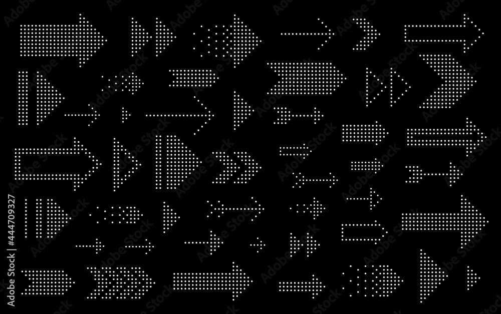 Vetor de Dotted arrows big vector set of icons or logos, collection of ...