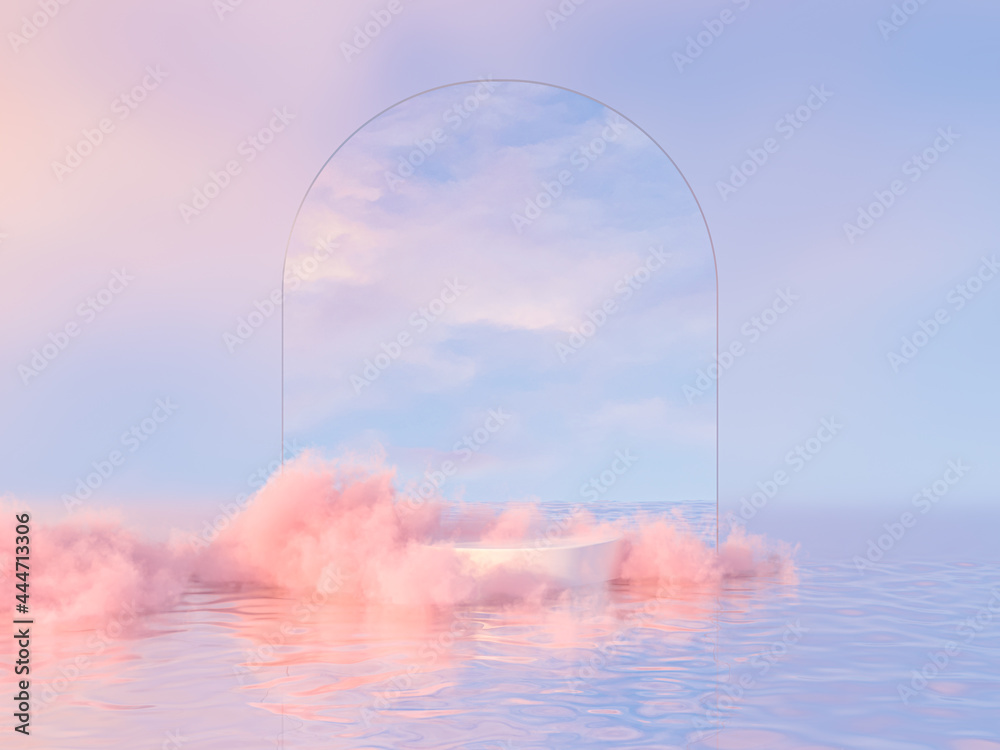 Natural beauty podium backdrop for product display with dreamy cloud ...