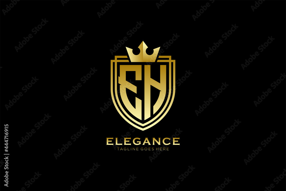 initial EH elegant luxury monogram logo or badge template with scrolls ...