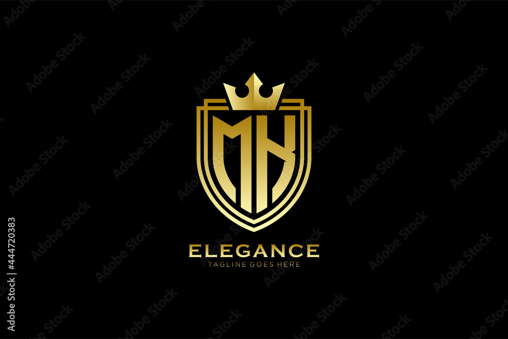 initial MK elegant luxury monogram logo or badge template with scrolls ...