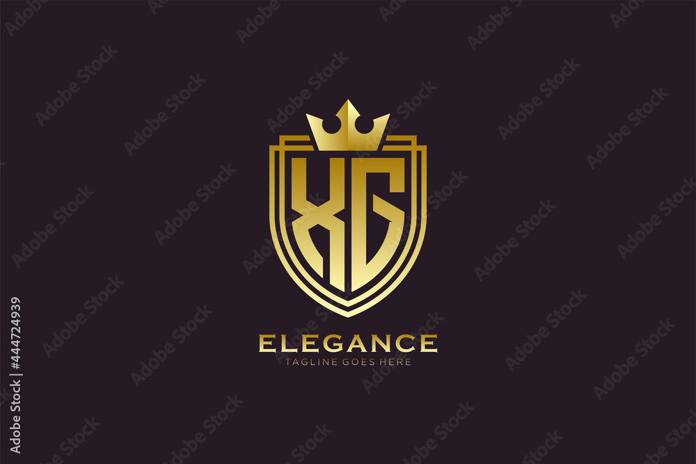 initial XG elegant luxury monogram logo or badge template with scrolls ...