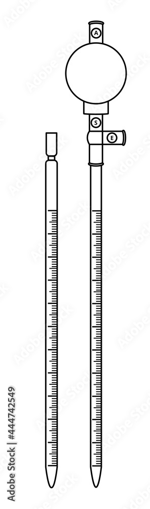 Vector line or outline black and white set of two graduated glass ...