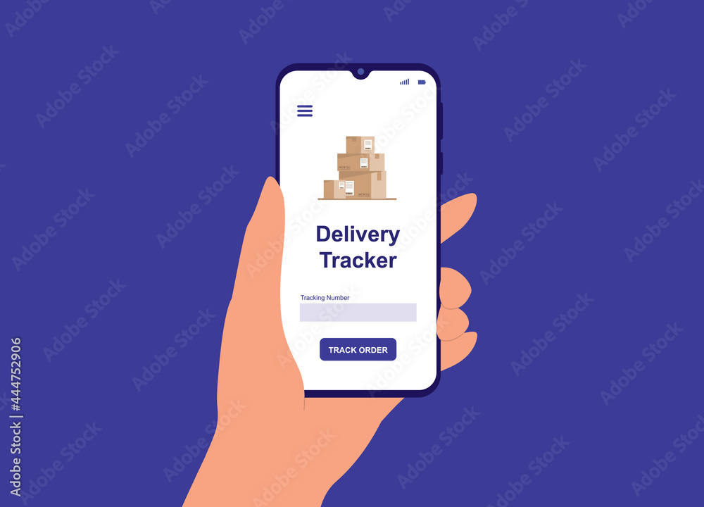 Female Hand Holding Smartphone With A Delivery Tracker Mobile App ...