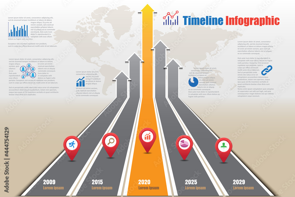 Business roadmap timeline infographic growing charts design for ...