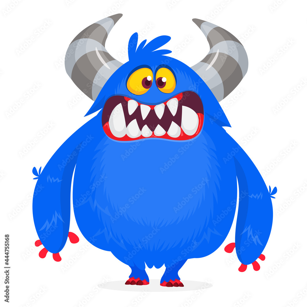Funny cartoon furry monster character. Illustration of cute and happy ...