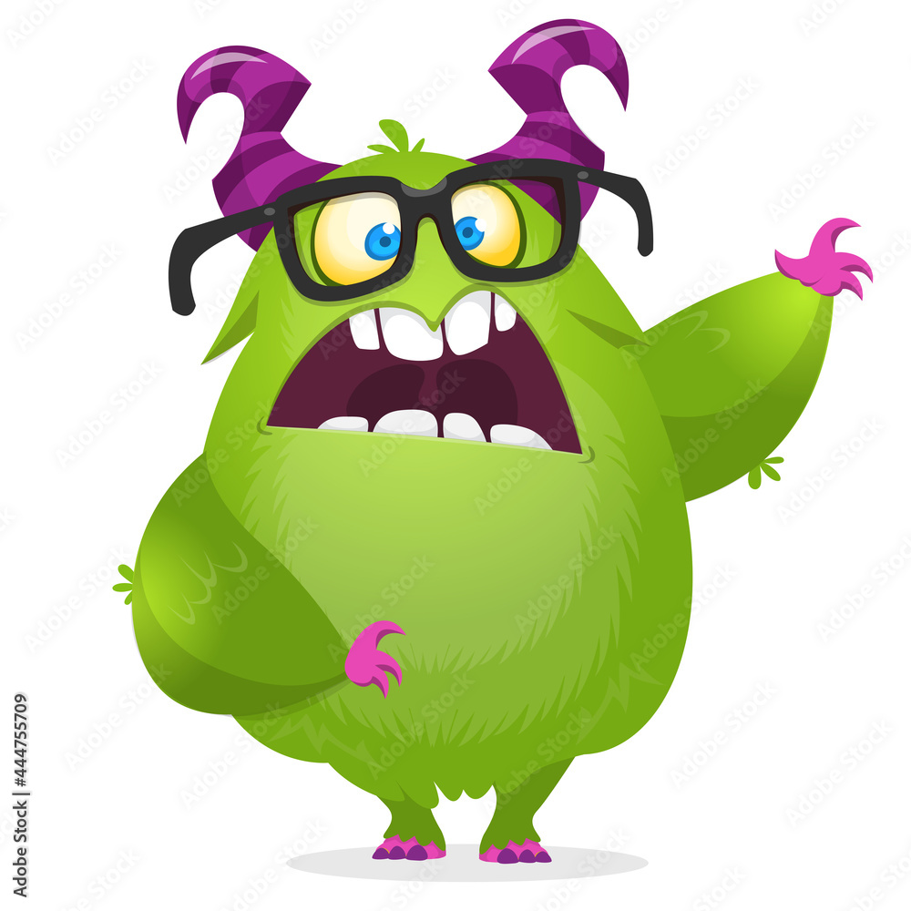 Funny cartoon furry monster character. Illustration of cute and happy ...