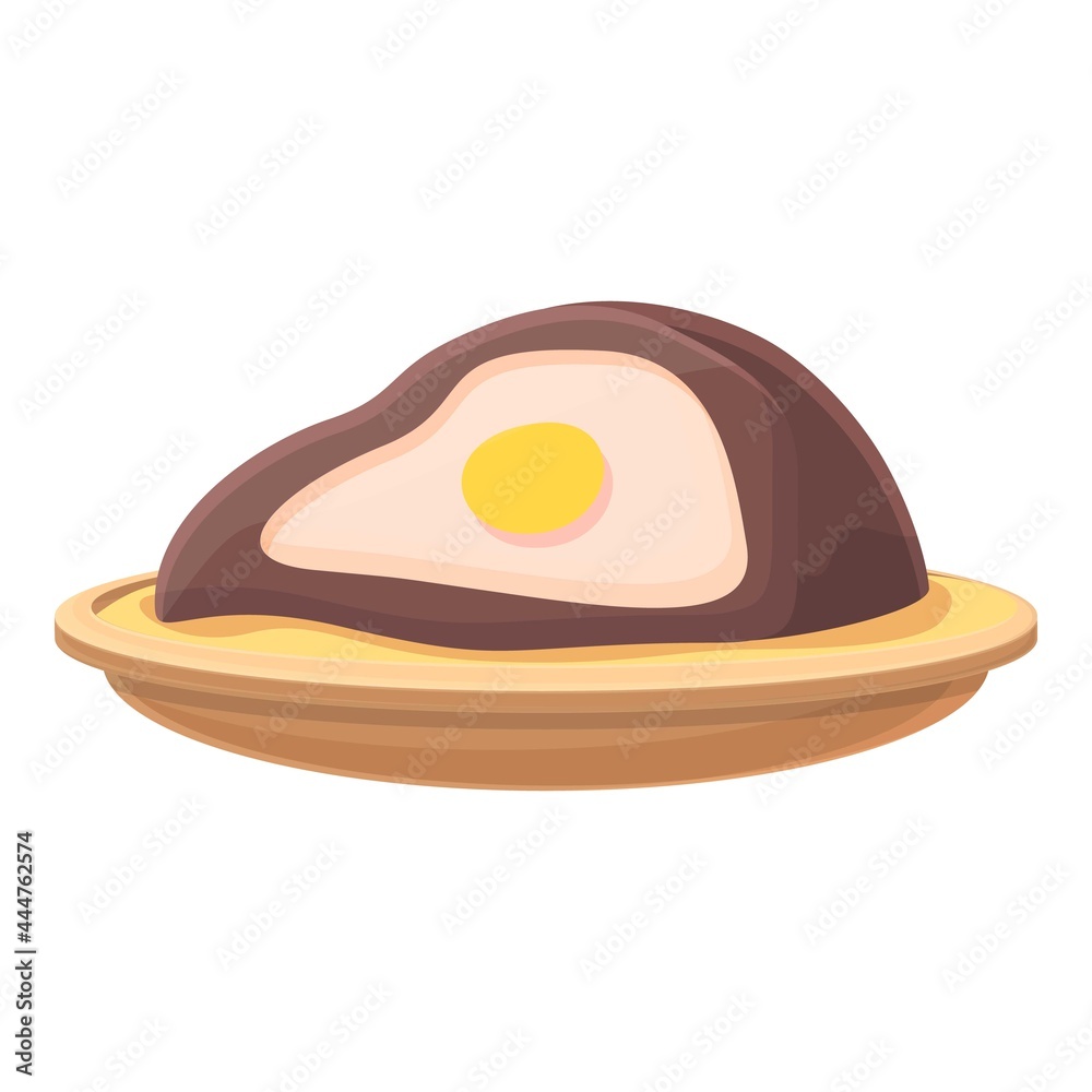Egg meat roll icon cartoon vector. Korea cheese bread. Ham bacon Stock ...